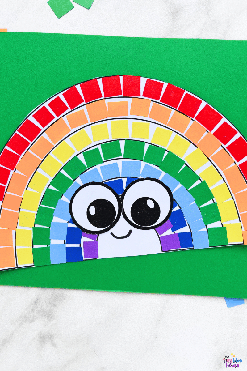 Rainbow Mosaic Craft (Free Printable Template) - This Tiny Blue House