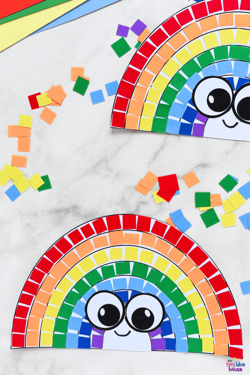 Rainbow Mosaic Craft (Free Printable Template) - This Tiny Blue House