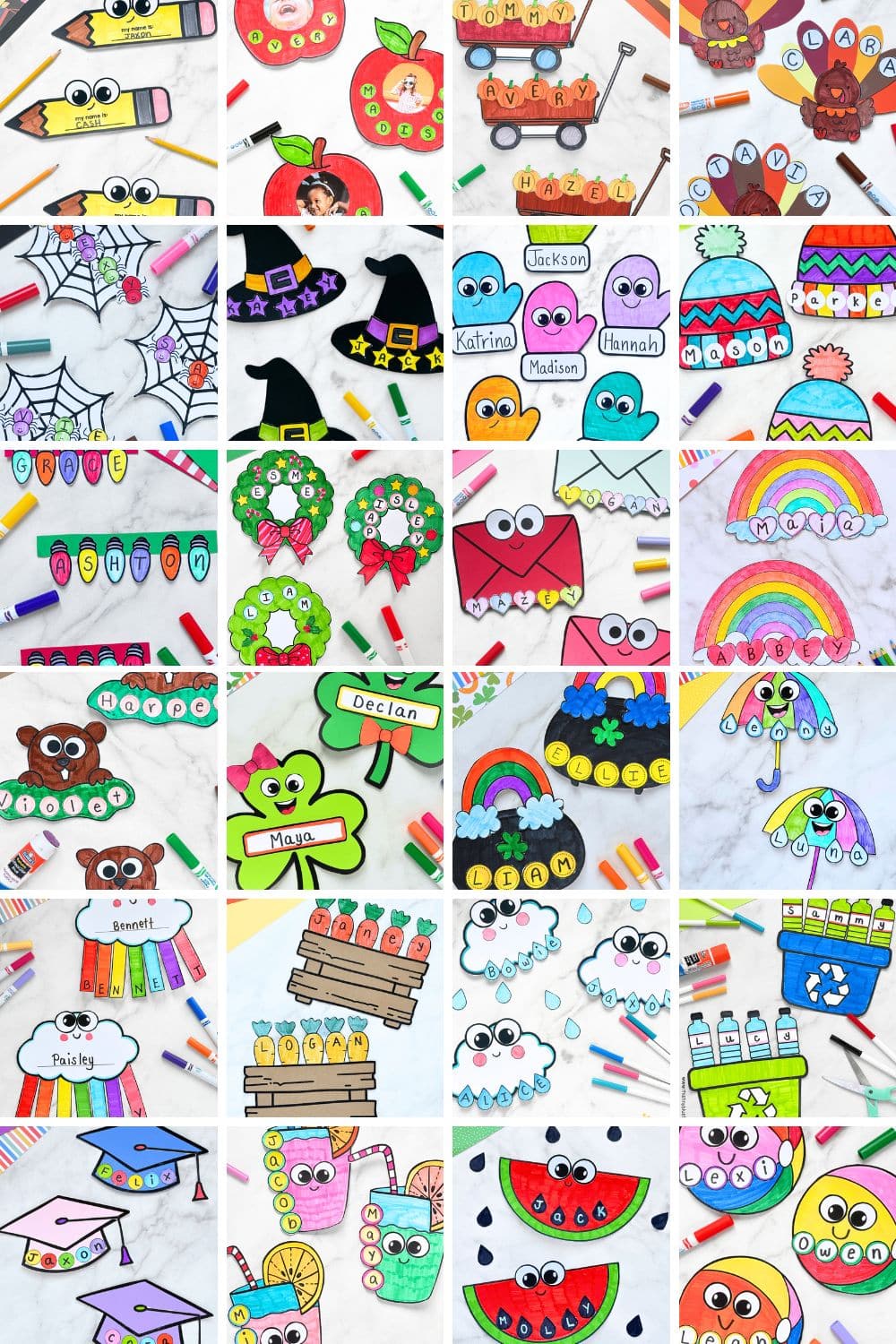 75+ Seasonal And Holiday Name Crafts for Kids (Free Printables) - This ...