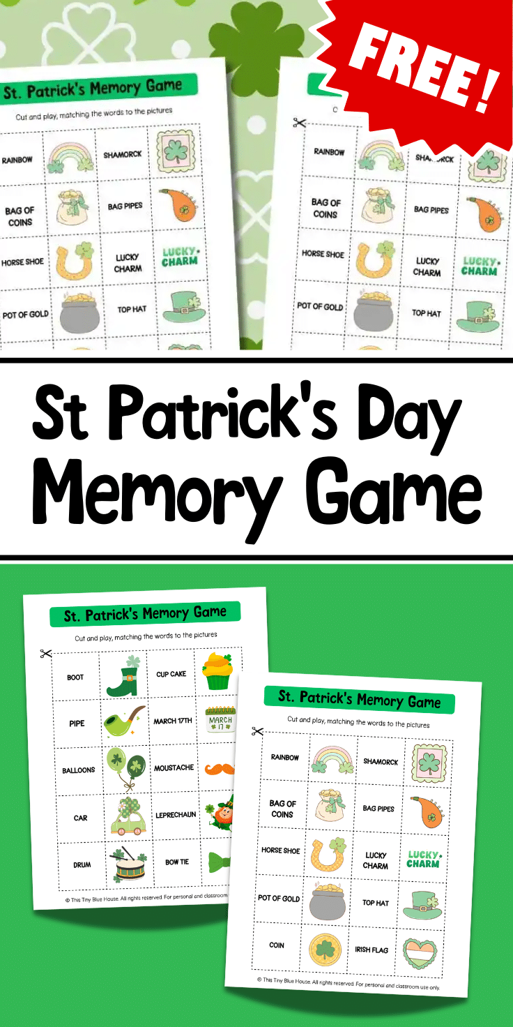 St Patrick's Day Memory Game (Free Printable Template) - This Tiny Blue ...