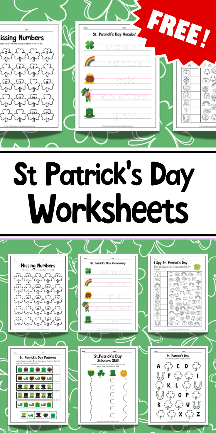 St Patrick's Day Worksheets (Free Printable Activity Pack) - This Tiny ...