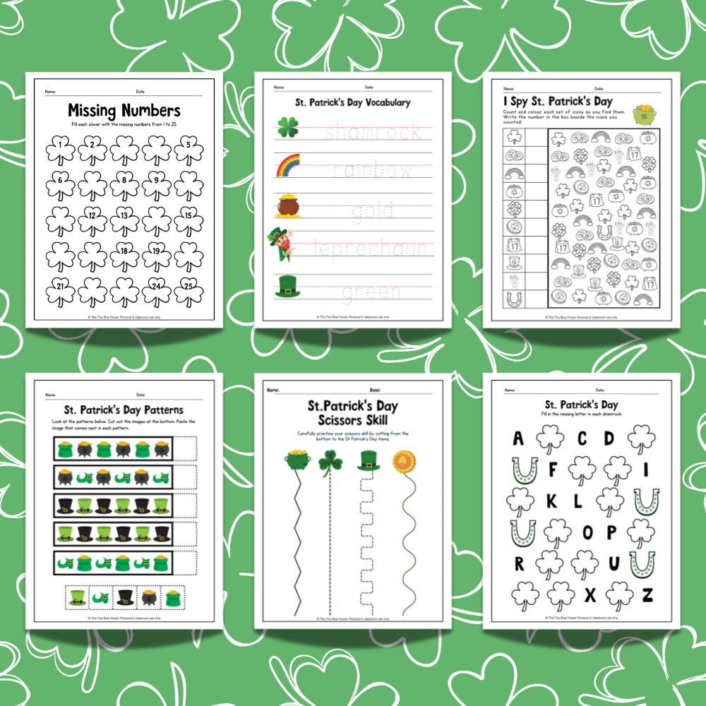 St Patrick's Day Worksheets (Free Printable Activity Pack) - This Tiny ...
