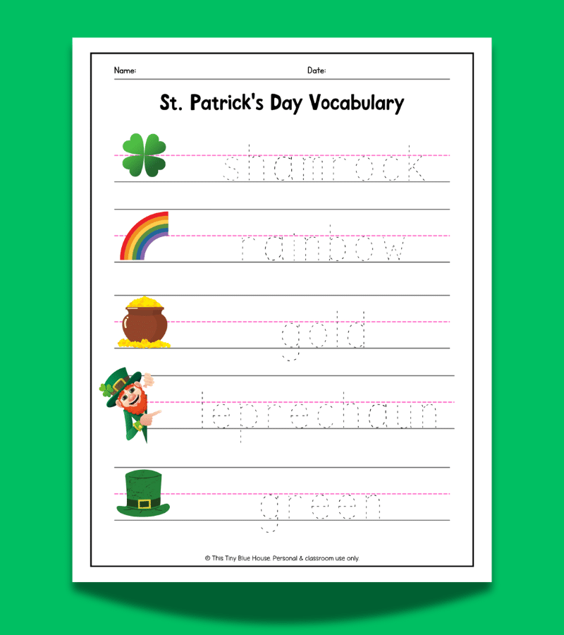 St Patrick's Day Worksheets (Free Printable Activity Pack) - This Tiny ...