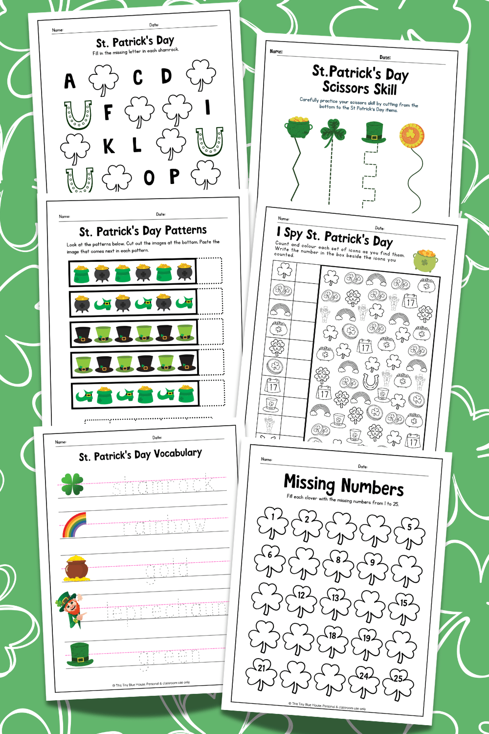 St Patrick's Day Worksheets (Free Printable Activity Pack) - This Tiny ...