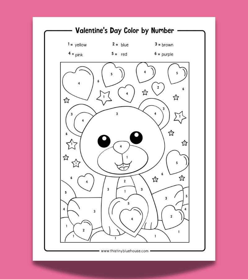 Valentine Color By Number (Free Printable Template) - This Tiny Blue House
