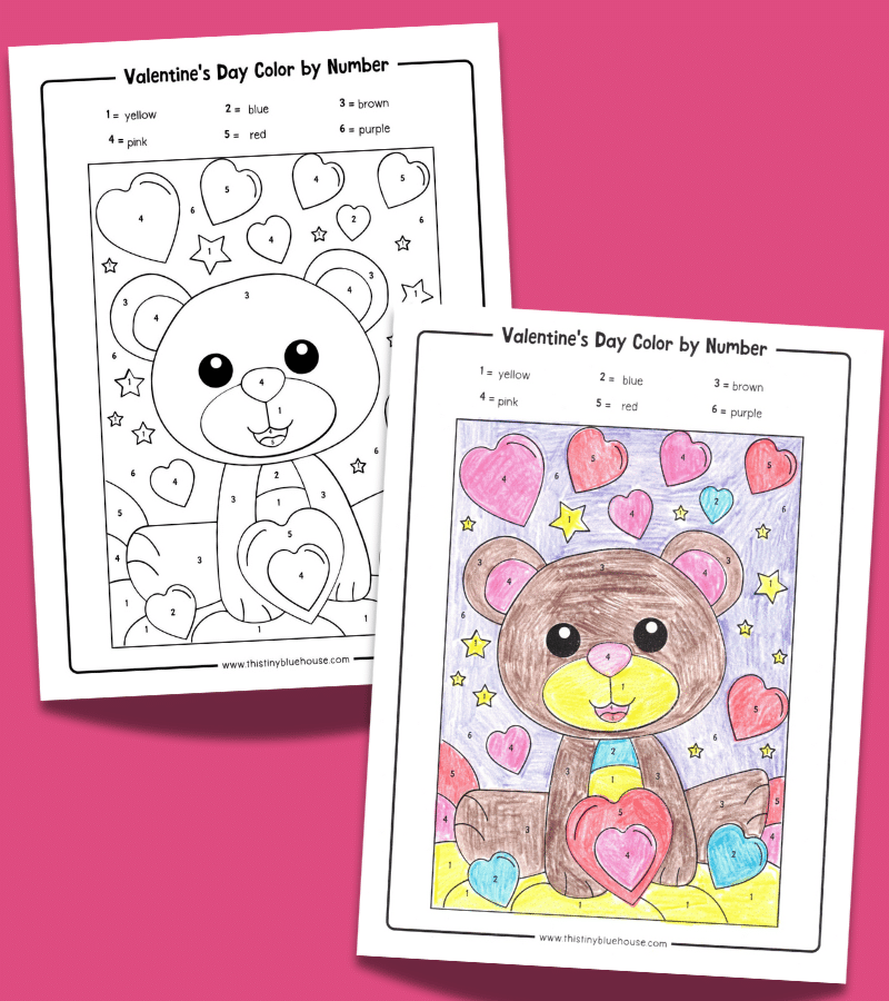 Valentine Color By Number (Free Printable Template) - This Tiny Blue House