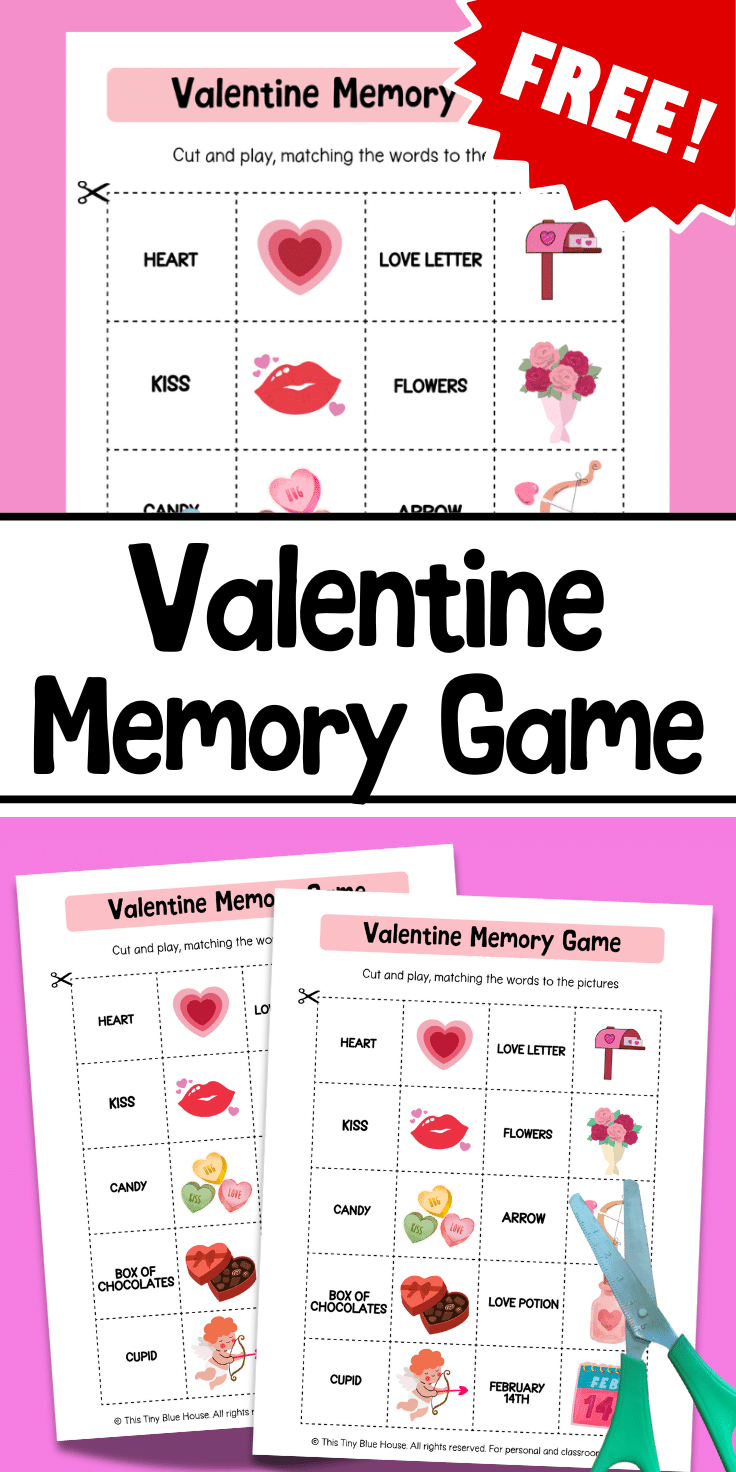 Valentine Memory Game (Free Printable Template) - This Tiny Blue House