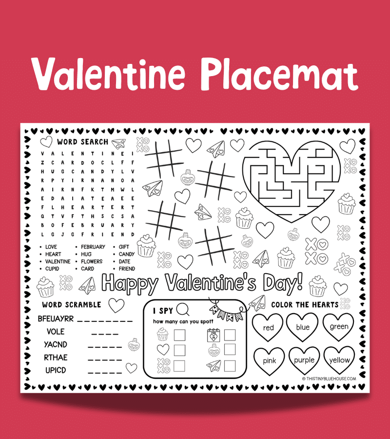 Valentine Placemat (Free Printable Template) - This Tiny Blue House
