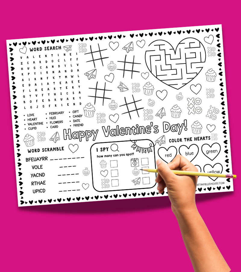 Valentine Placemat (Free Printable Template) - This Tiny Blue House
