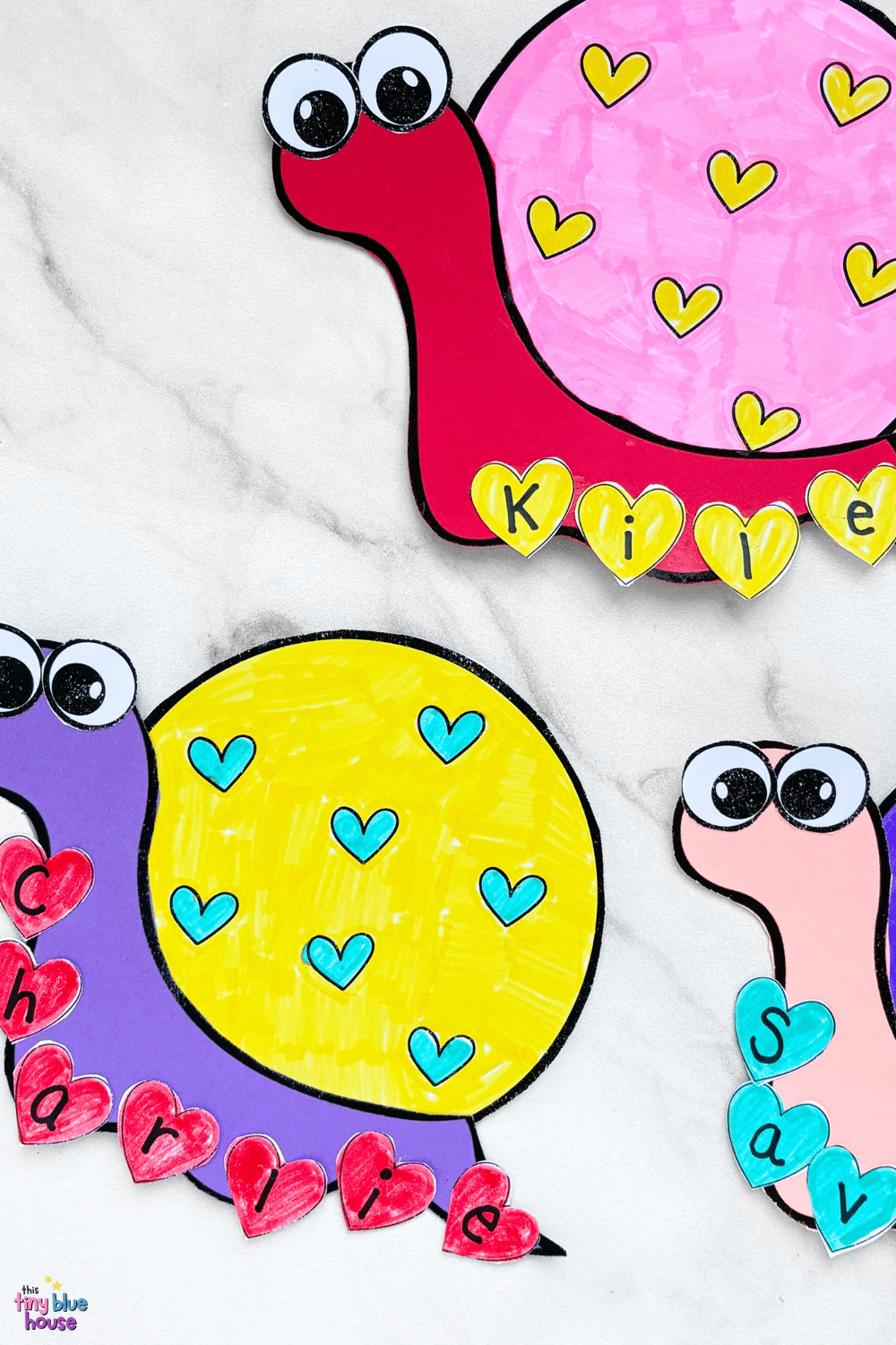 Valentine Snail Name Craft (Free Printable Template) - This Tiny Blue House
