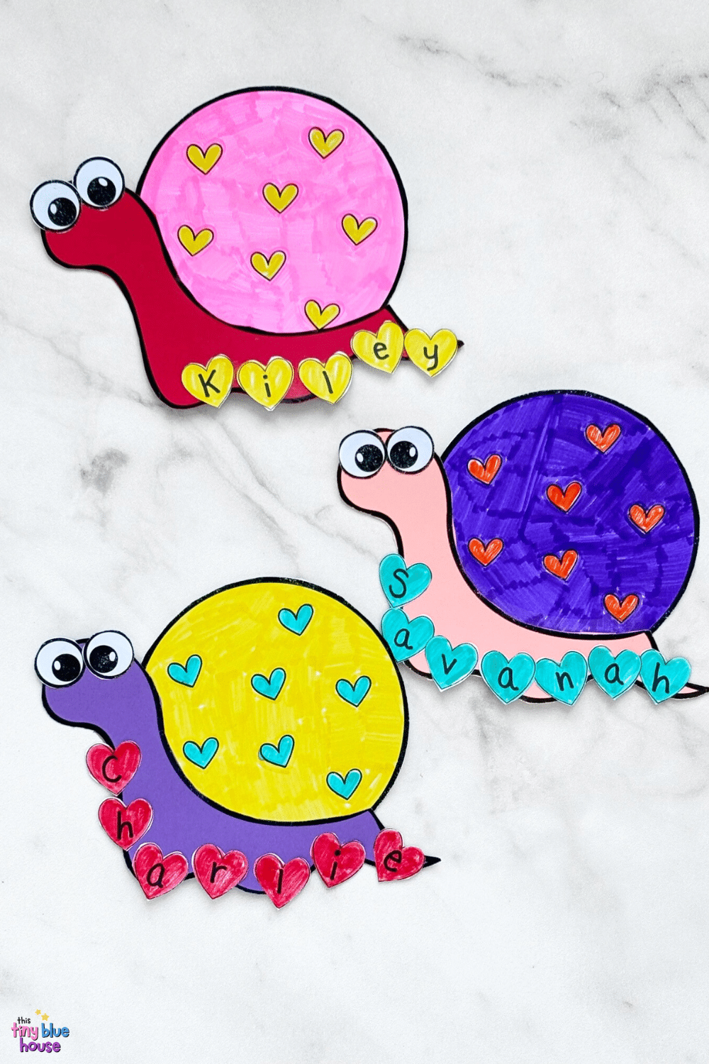Valentine Snail Name Craft (Free Printable Template) - This Tiny Blue House