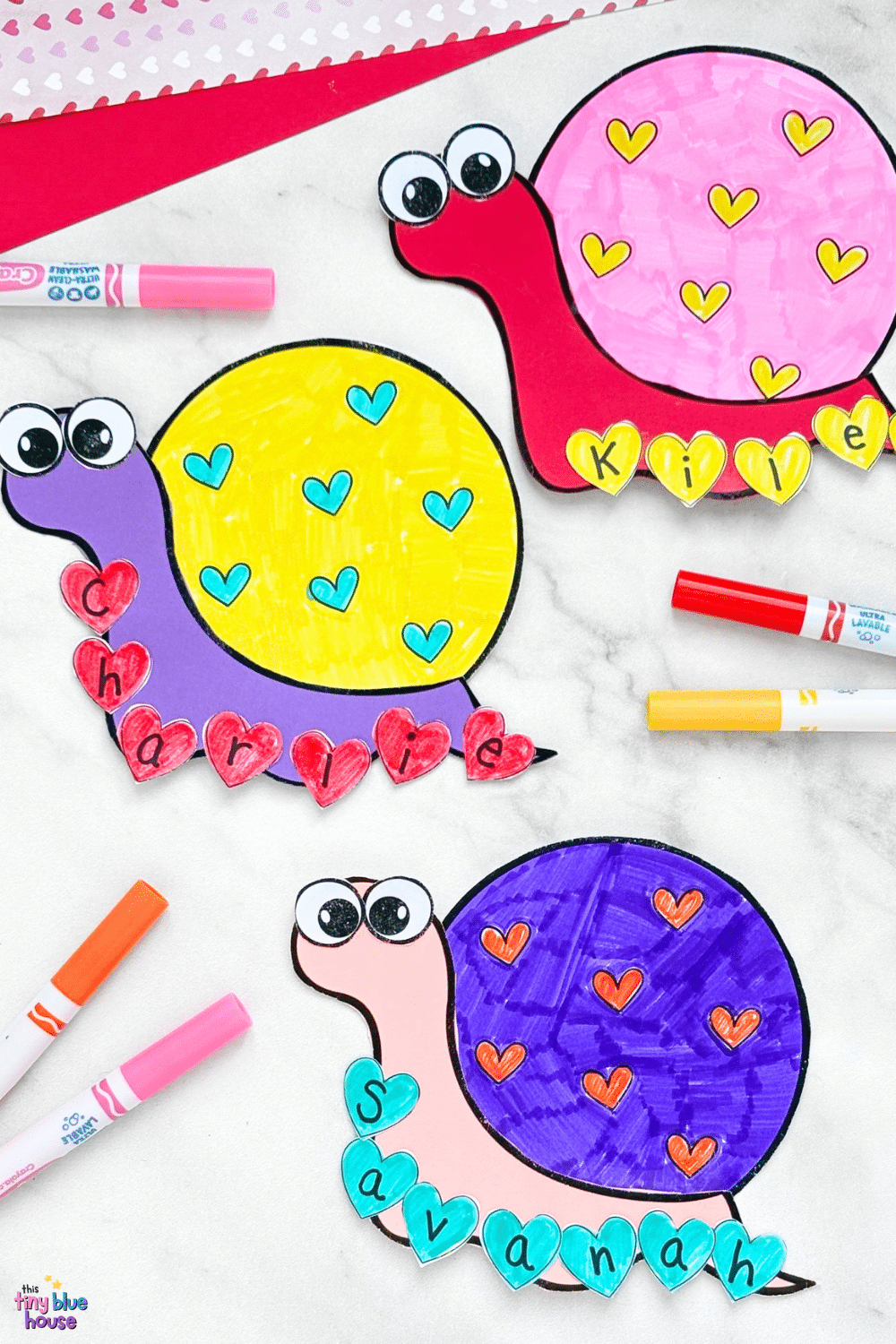 Valentine Snail Name Craft (Free Printable Template) - This Tiny Blue House