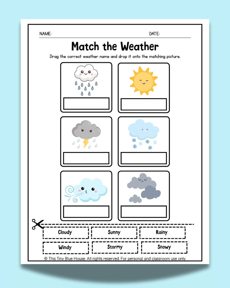 Weather Worksheets (Free printable Weather Activity Pack) - This Tiny ...