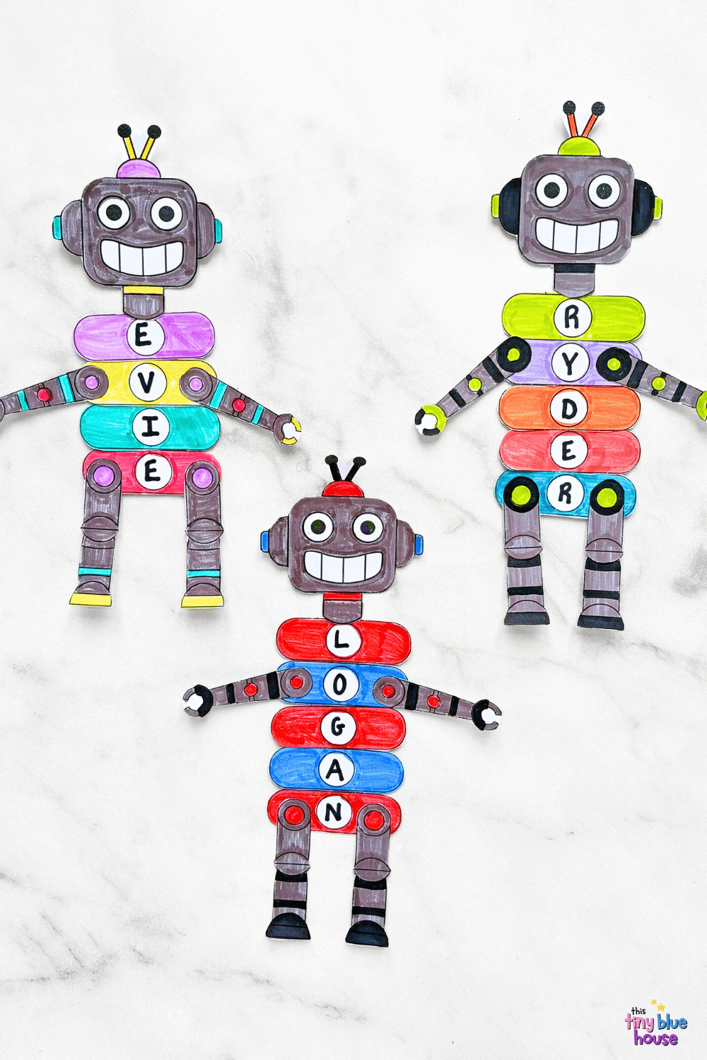 Robot Name Craft (Free Printable Template) - This Tiny Blue House