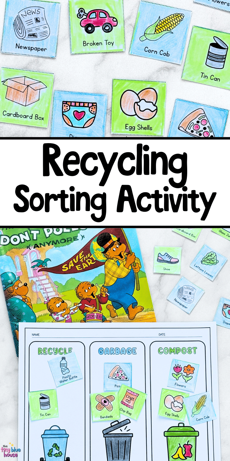 Recycling Sorting Activity (Free Printable Template) - This Tiny Blue House