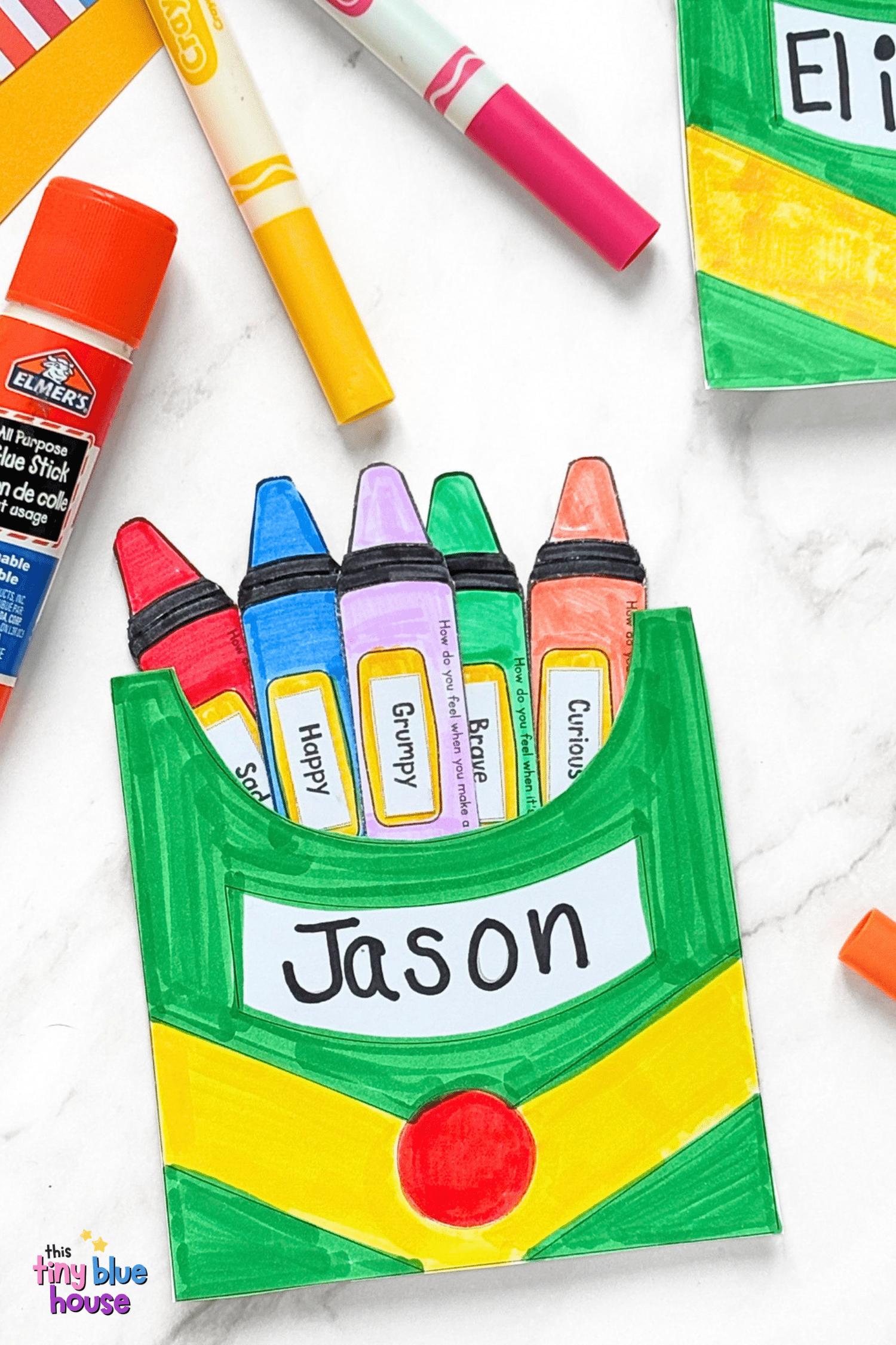 Crayon Box Feelings Name Craft (Printable SEL Activity) - This Tiny ...