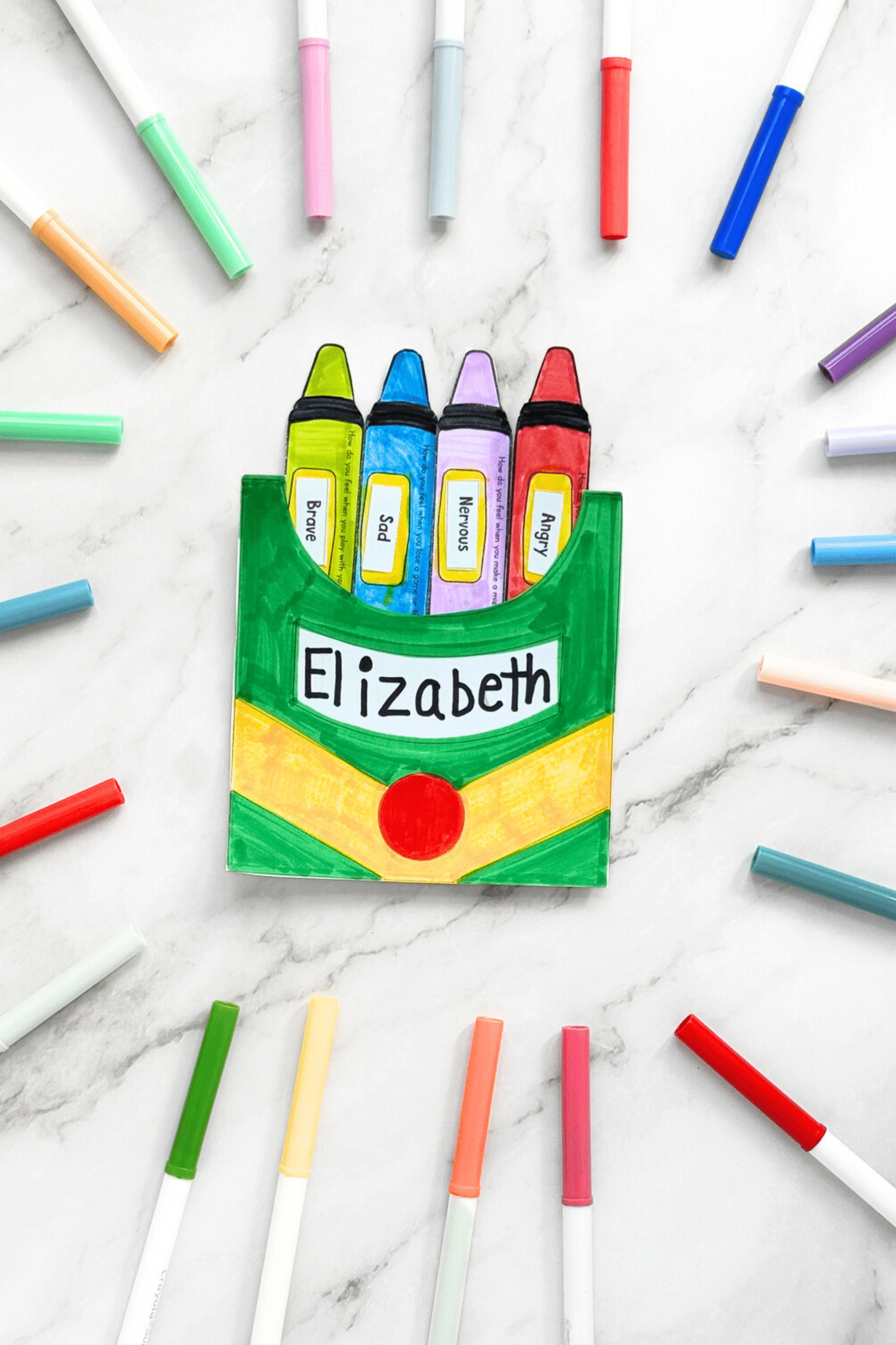 Crayon Box Feelings Name Craft (Printable SEL Activity) - This Tiny ...