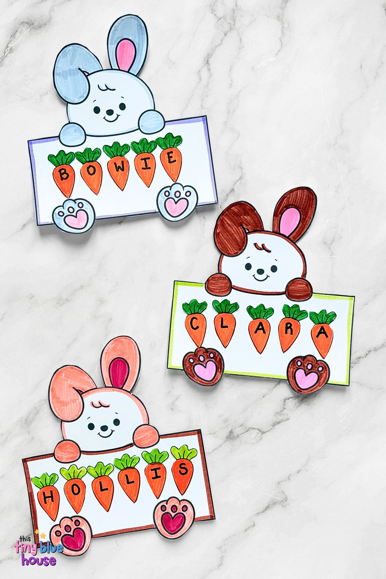 Easter Bunny Name Craft (Free Printable Template) - This Tiny Blue House