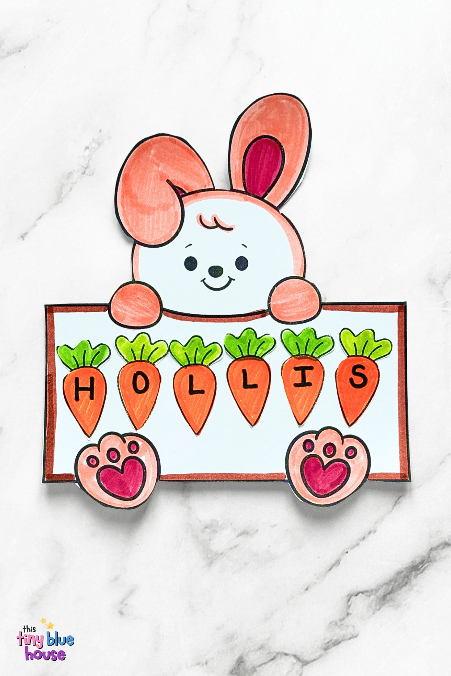 Easter Bunny Name Craft (Free Printable Template) - This Tiny Blue House