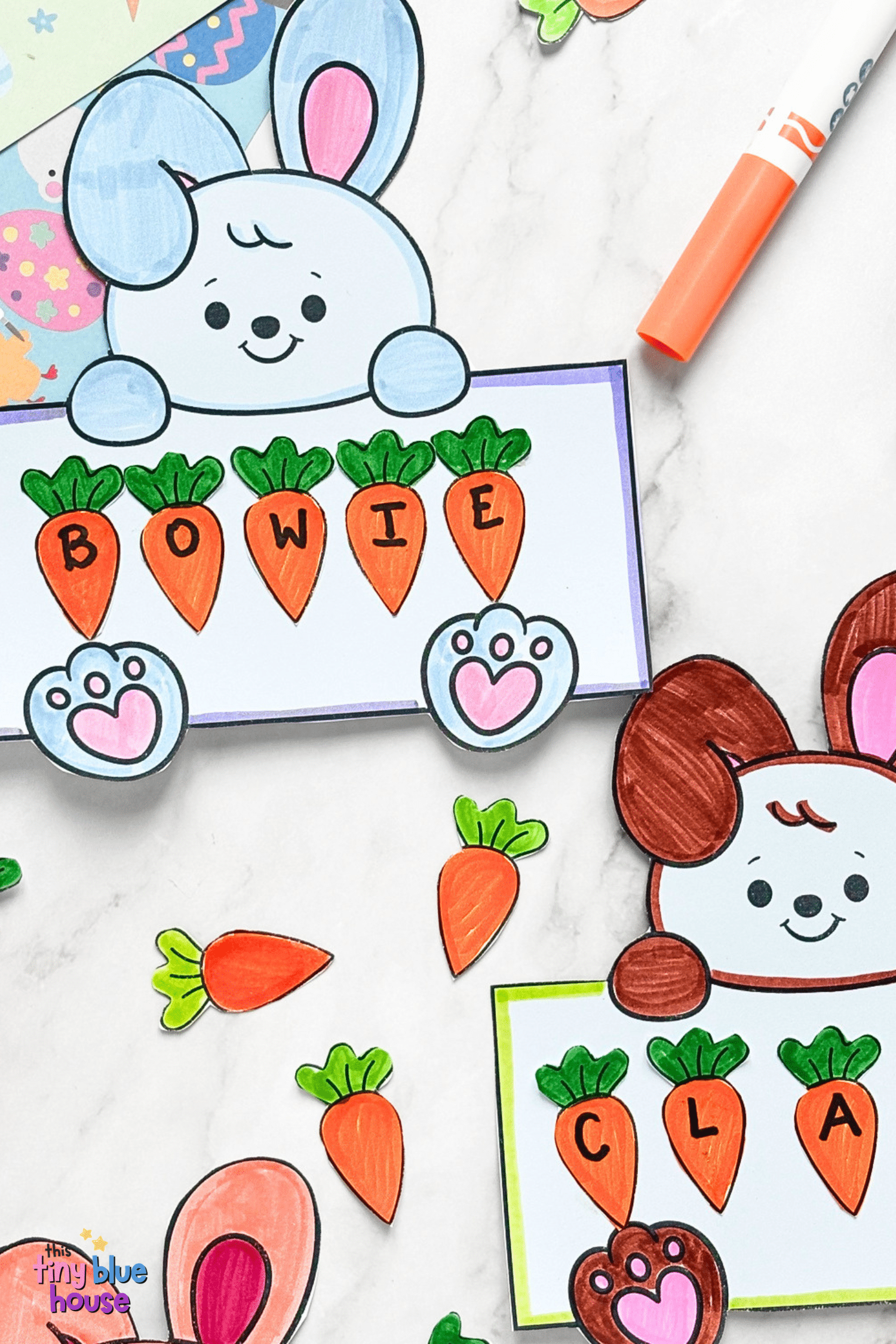 Easter Bunny Name Craft (Free Printable Template) - This Tiny Blue House