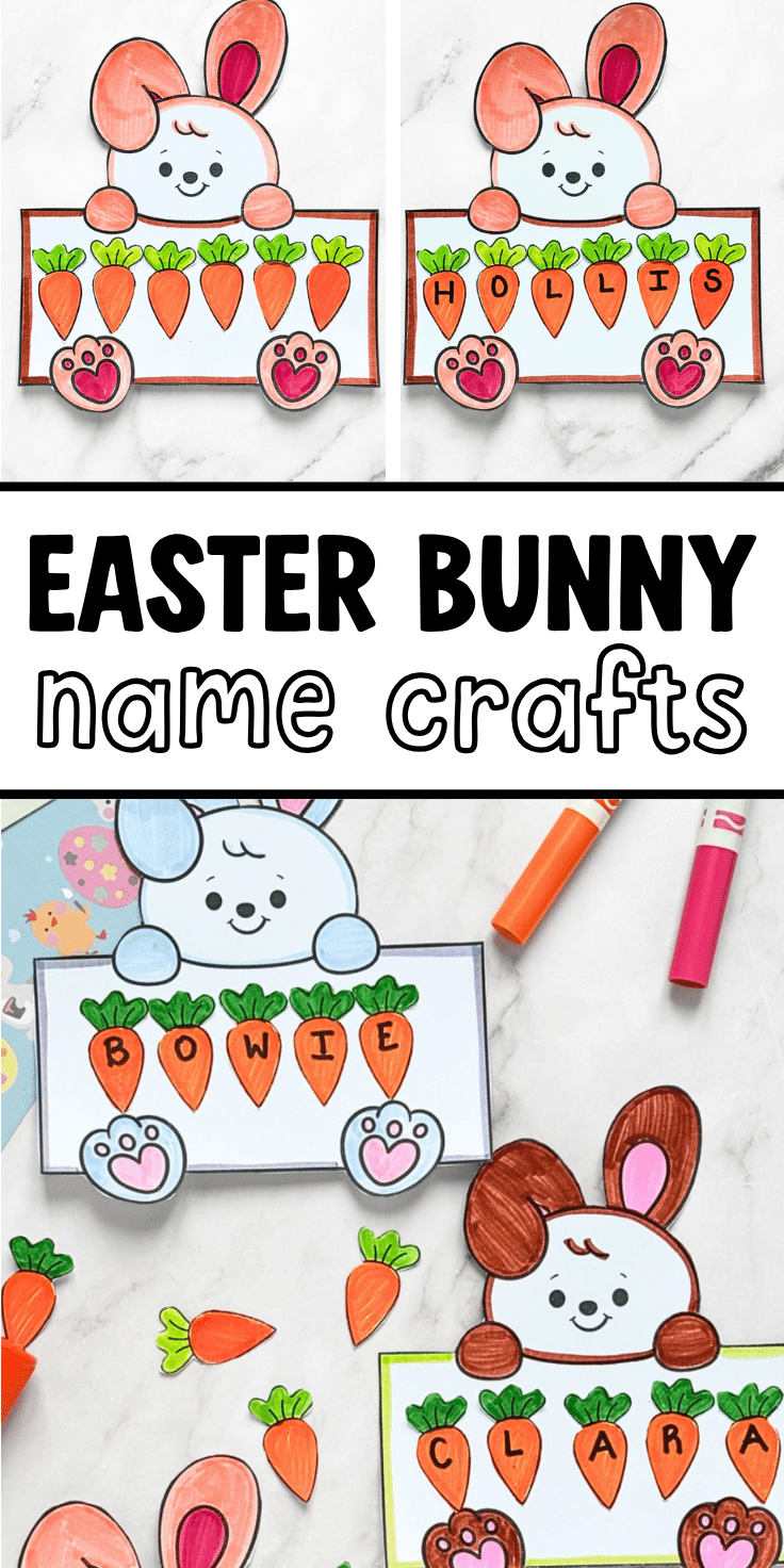 Easter Bunny Name Craft (Free Printable Template) - This Tiny Blue House