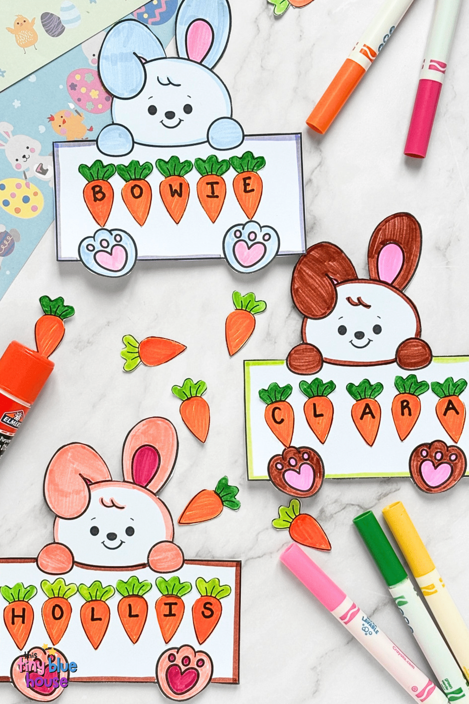 Easter Bunny Name Craft (Free Printable Template) - This Tiny Blue House