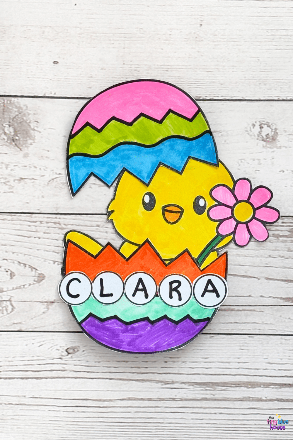 Easter Chick Name Craft (Free Printable Template) - This Tiny Blue House