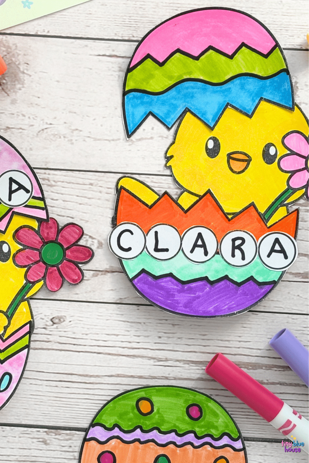 Easter Chick Name Craft (Free Printable Template) - This Tiny Blue House