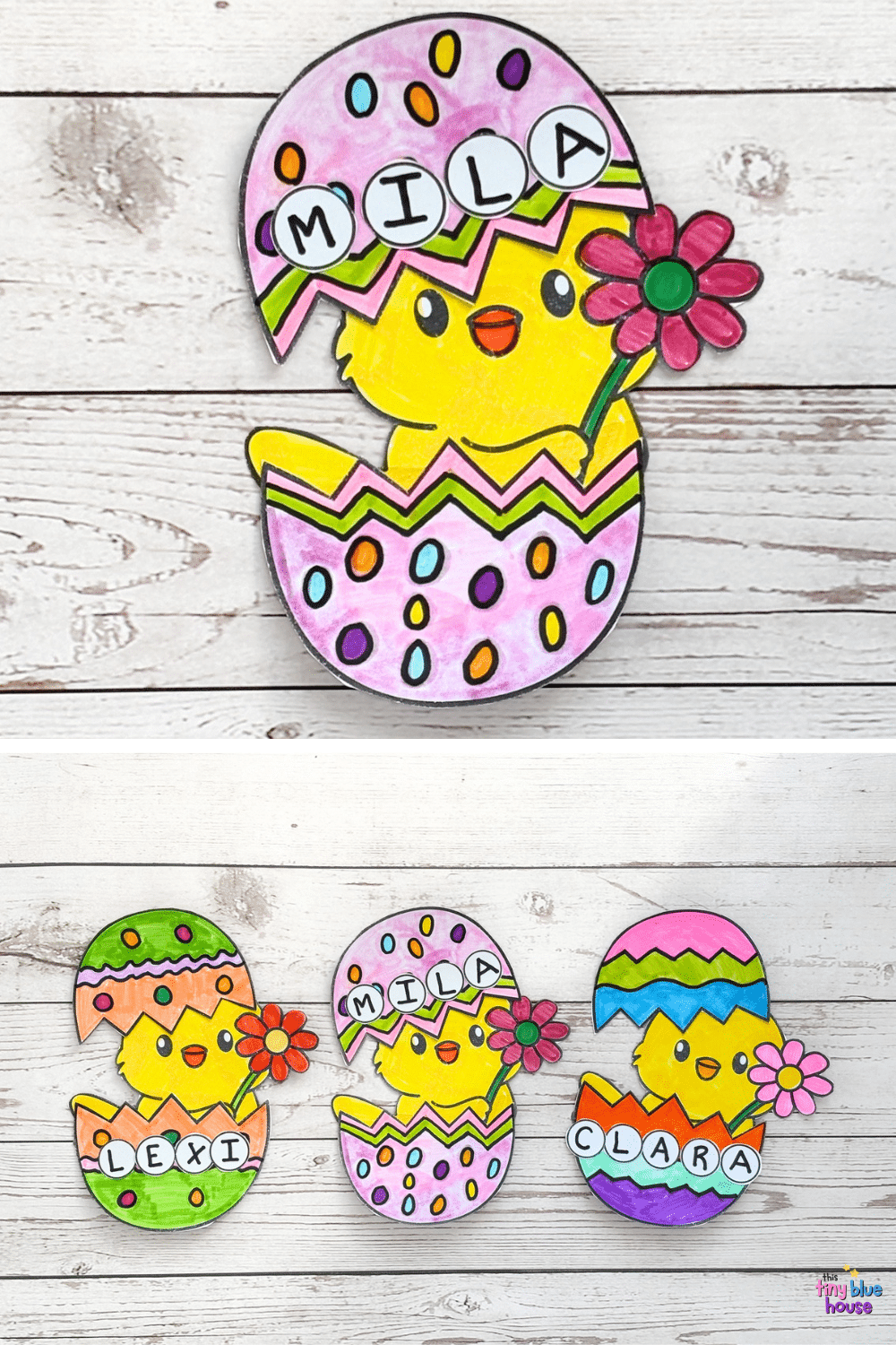 Easter Chick Name Craft (Free Printable Template) - This Tiny Blue House