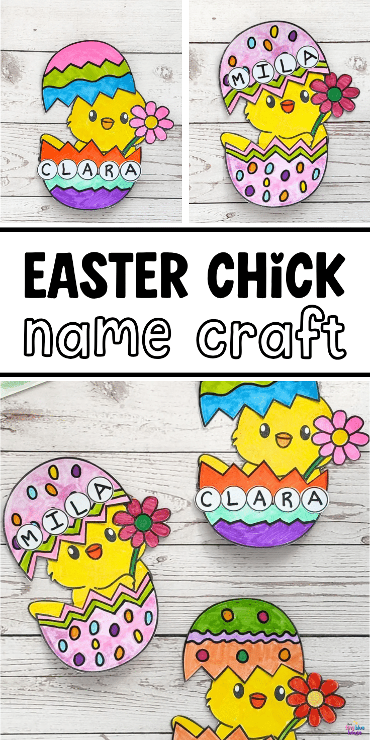 Easter Chick Name Craft (Free Printable Template) - This Tiny Blue House
