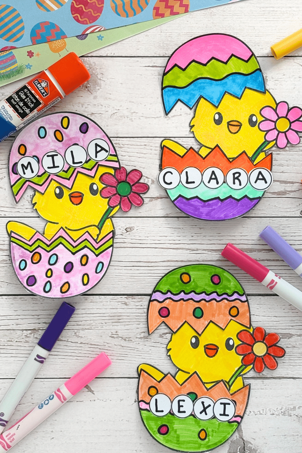 Easter Chick Name Craft (Free Printable Template) - This Tiny Blue House