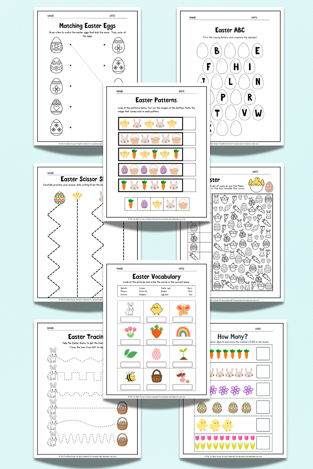 Easter Worksheets for Kids (Free 8 Page Activity Bundle) - This Tiny ...
