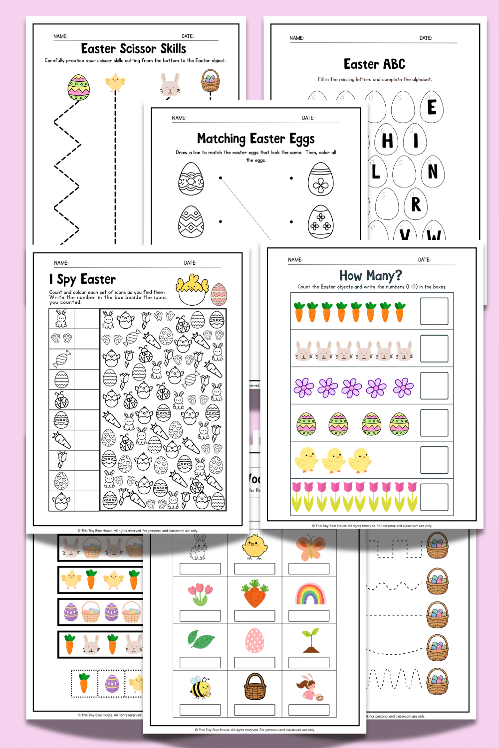 Easter Worksheets for Kids (Free 8 Page Activity Bundle) - This Tiny ...