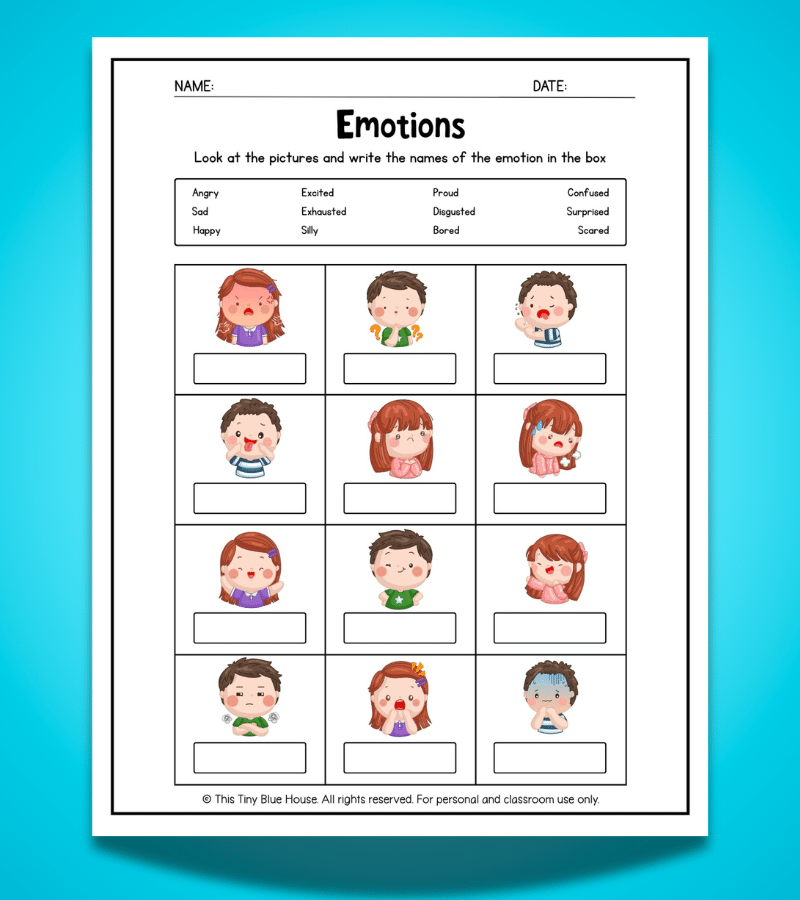 Emotions Worksheets for Kids (Free 9 Page Feelings Bundle) - This Tiny ...