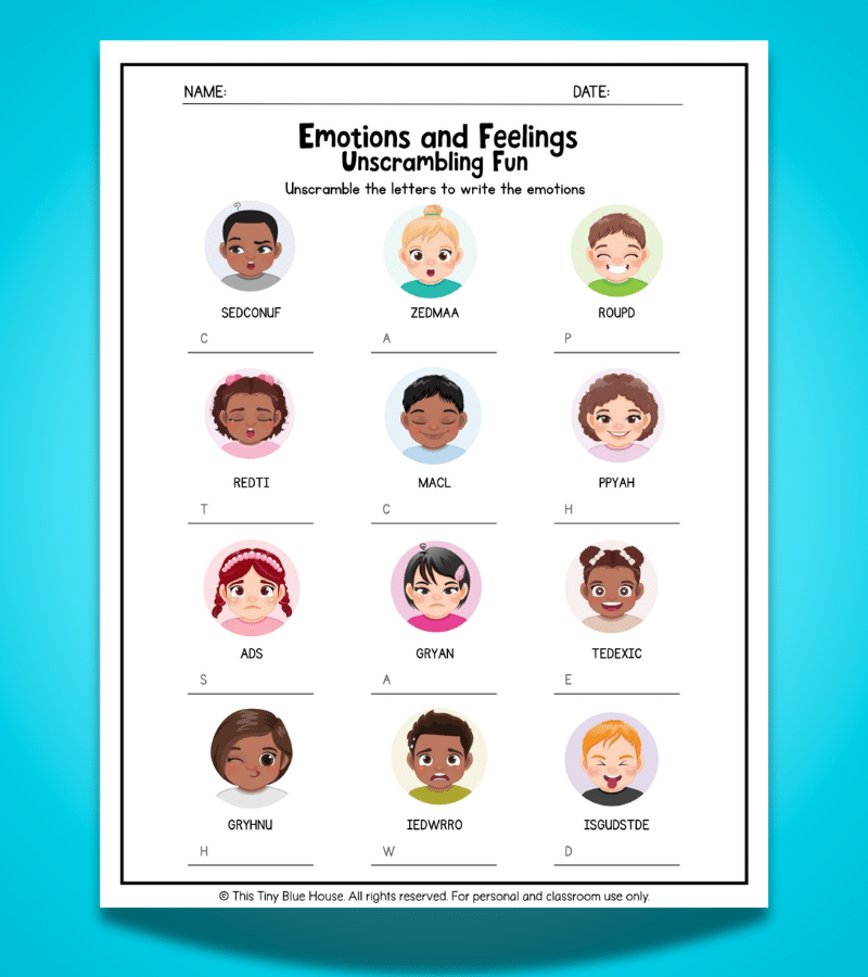 Emotions Worksheets for Kids (Free 9 Page Feelings Bundle) - This Tiny ...