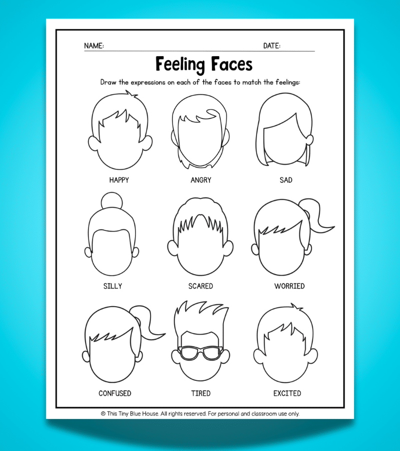 Emotions Worksheets for Kids (Free 9 Page Feelings Bundle) - This Tiny ...