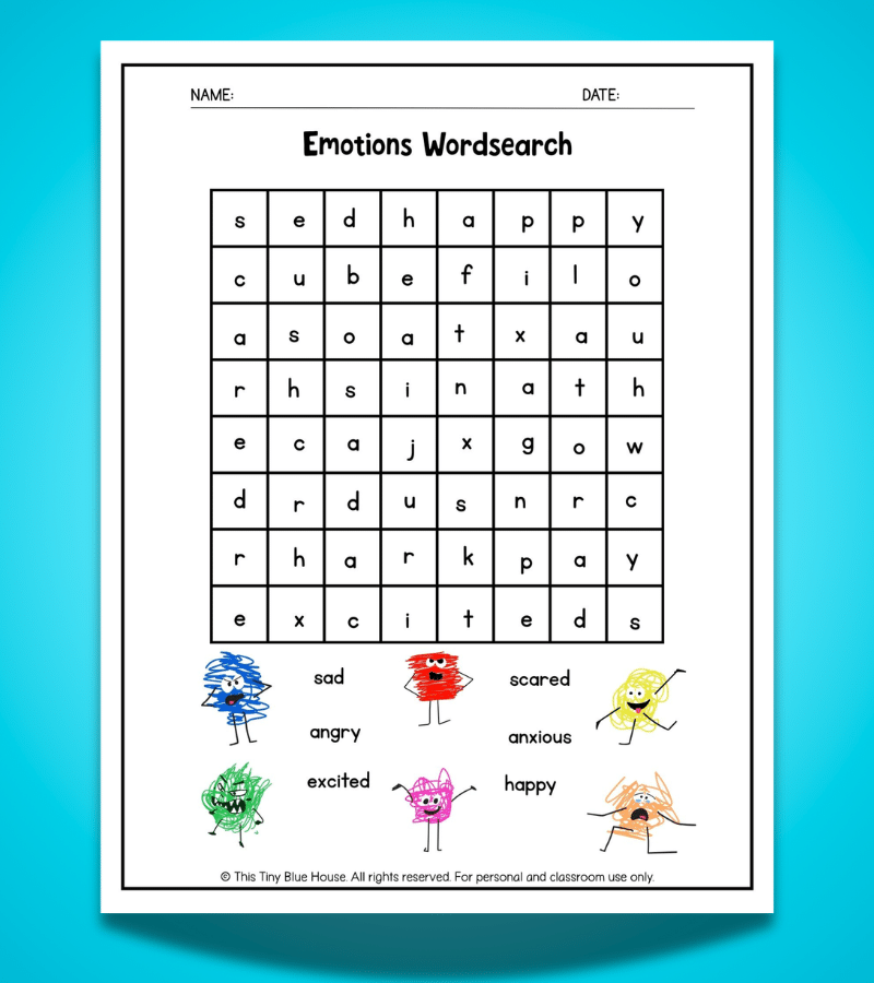 Emotions Worksheets for Kids (Free 9 Page Feelings Bundle) - This Tiny ...