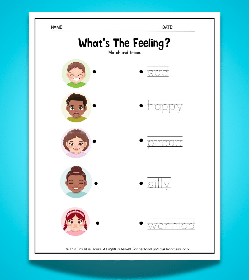 Emotions Worksheets for Kids (Free 9 Page Feelings Bundle) - This Tiny ...