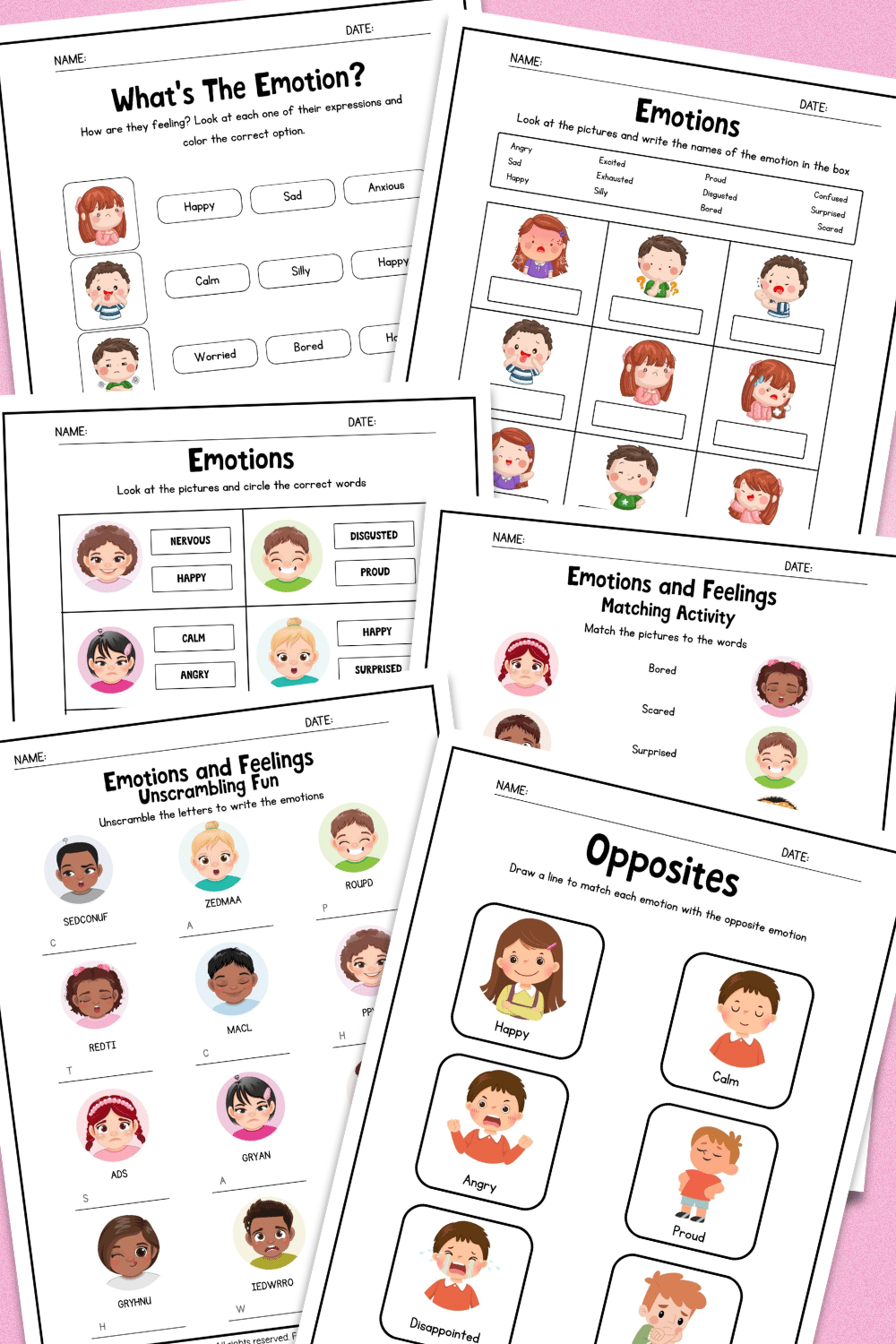 Emotions Worksheets for Kids (Free 9 Page Feelings Bundle) - This Tiny ...