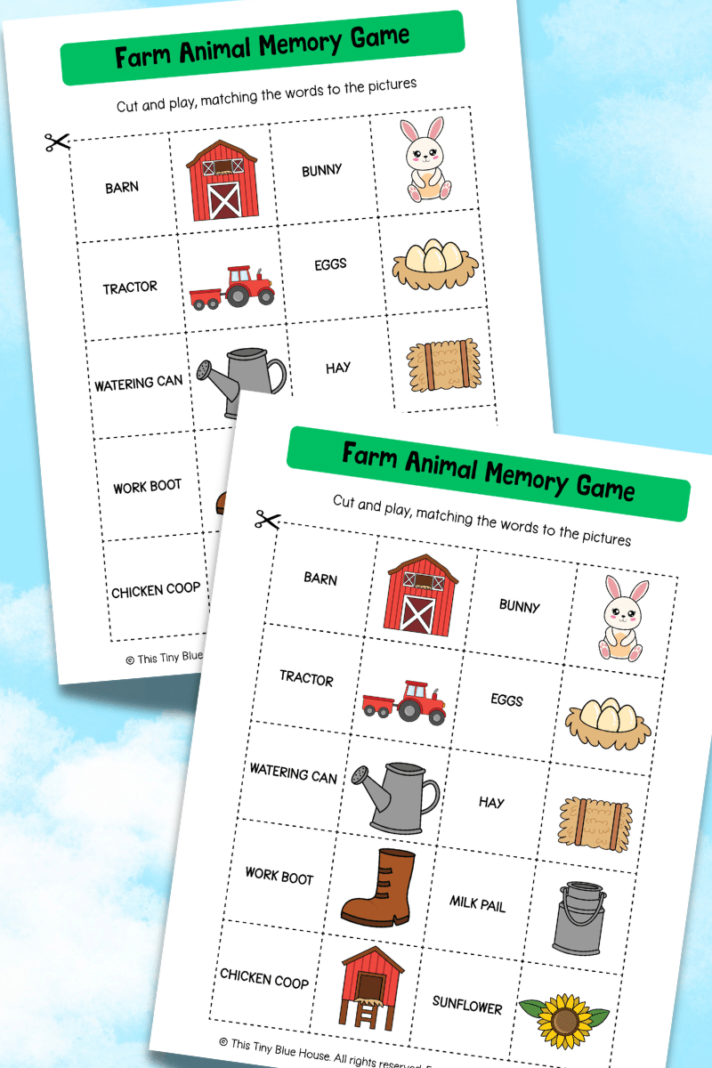 Farm Animal Memory Game (Free Printable Matching Game for Kids) - This ...