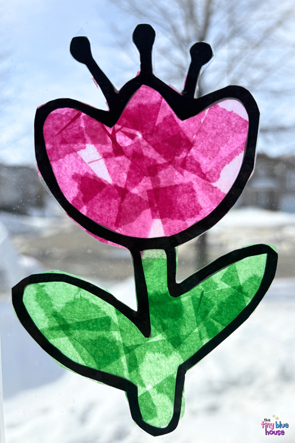 Flower Suncatcher Craft (Free Printable Template) - This Tiny Blue House