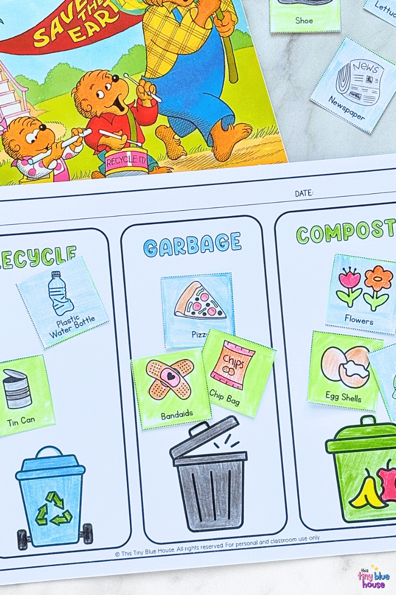 Recycling Sorting Activity (Free Printable Template) - This Tiny Blue House