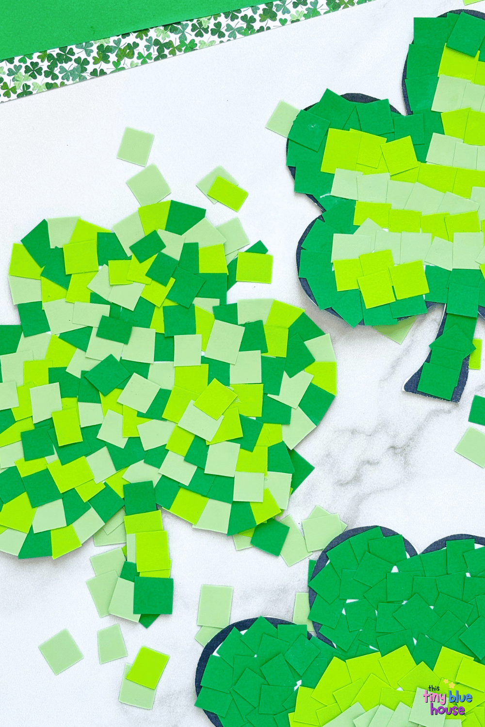 Shamrock Mosaic Craft (Free Printable Template) - This Tiny Blue House