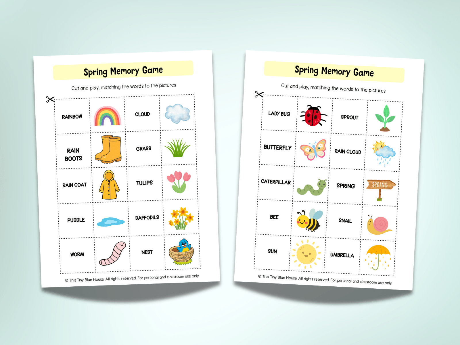 Spring Memory Game (Free Printable Template) - This Tiny Blue House