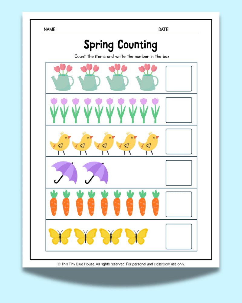 Free Printable Spring Worksheets for Pre-K to Grade 1 (10-Page Activity ...