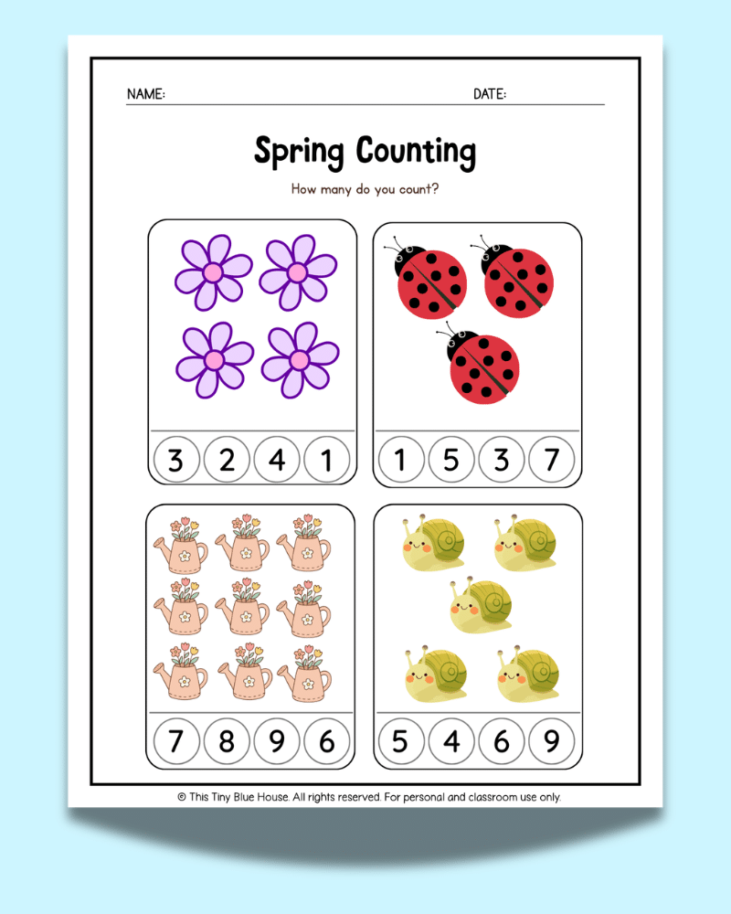 Free Printable Spring Worksheets for Pre-K to Grade 1 (10-Page Activity ...