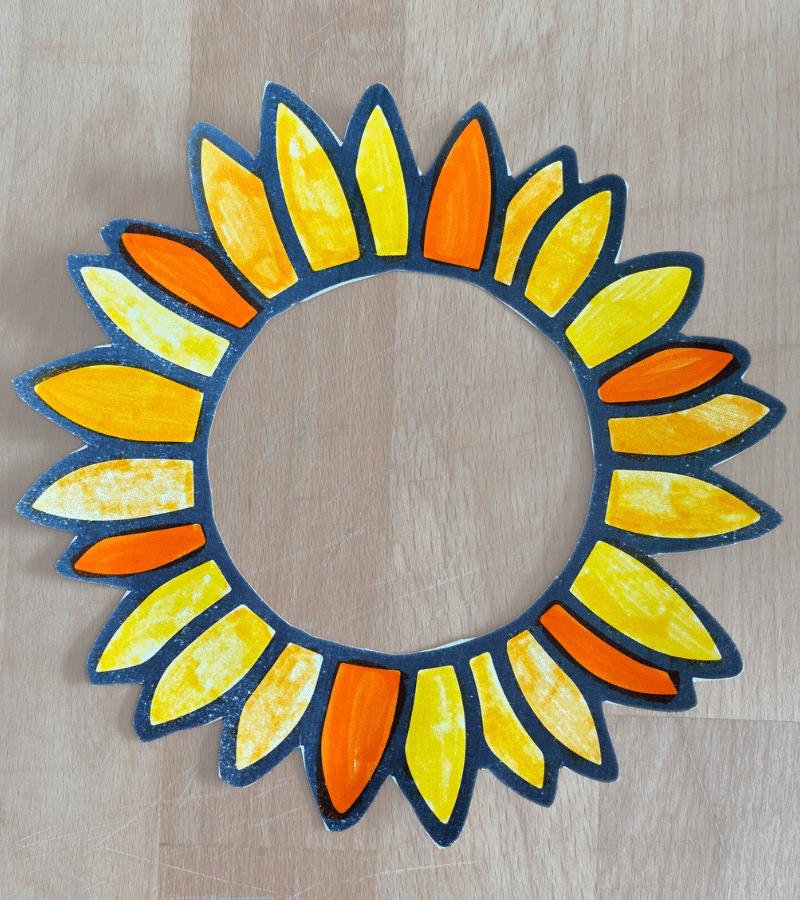 Sunflower Suncatcher Craft (Free printable Template) - This Tiny Blue House