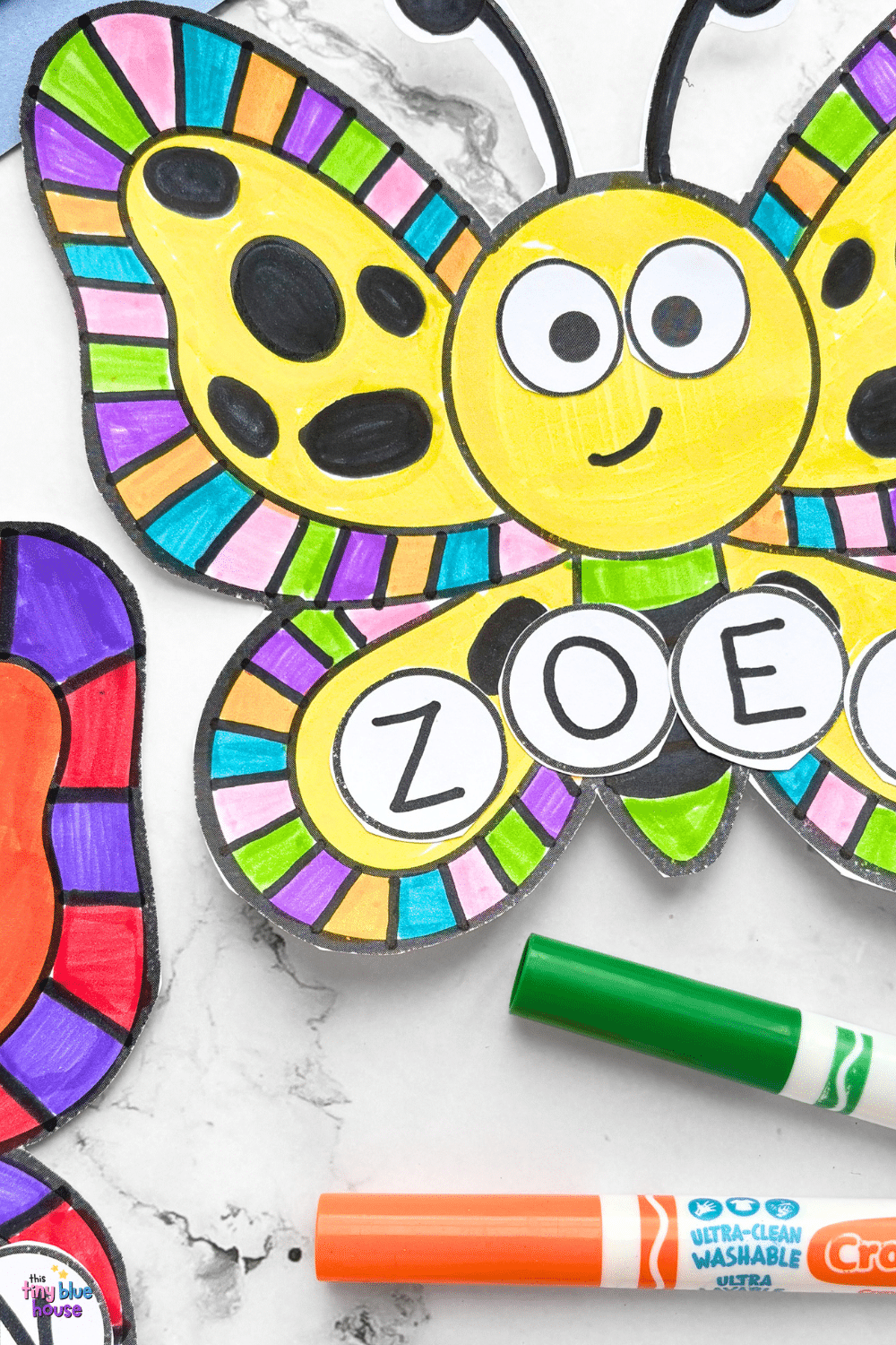 Butterfly Name Craft (Free Printable Template) - This Tiny Blue House