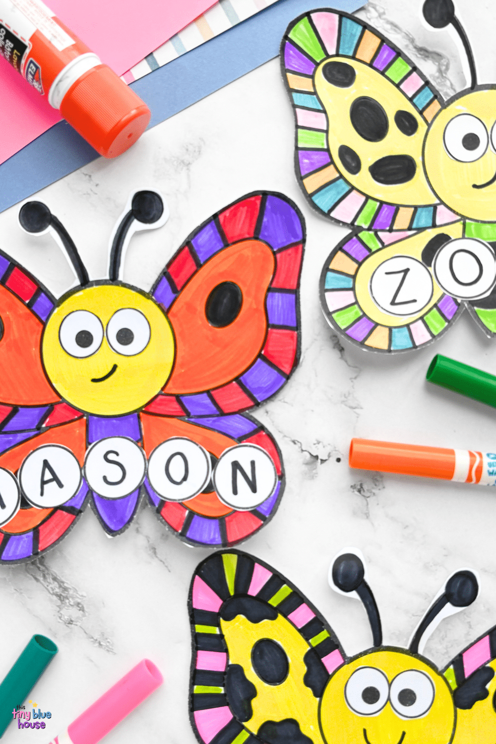 Butterfly Name Craft (Free Printable Template) - This Tiny Blue House