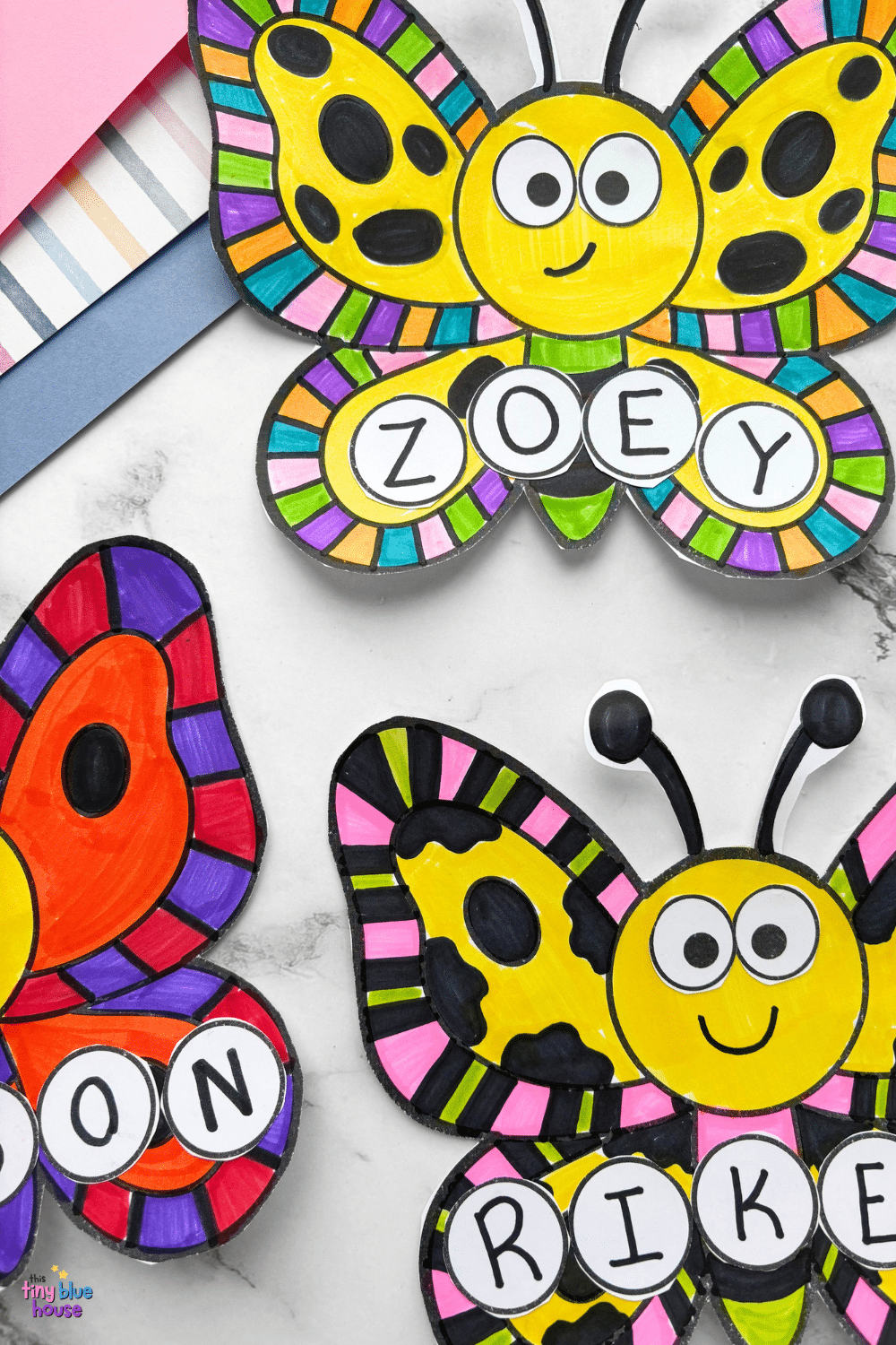 Butterfly Name Craft (Free Printable Template) - This Tiny Blue House